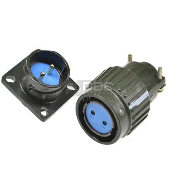Conector Militar/Aeronáutico 2 Pinos Conjunto Macho E Fêmea