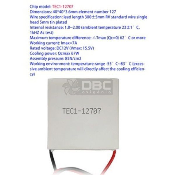 Kit 10 Pastilha Termoelétrica Peltier TEC1-12707 12V