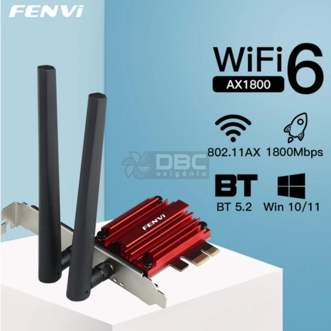 Placa De Rede Wifi 6 Bluetooth 5.2 Pci-e Ax1800 Fenvi