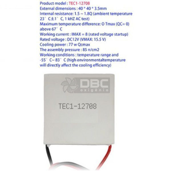 Pastilha Termoelétrica Peltier TEC1-12708 12V